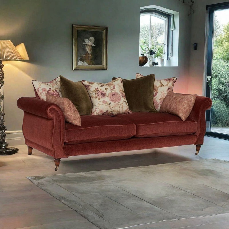 Vintage Medium Burgundy Velvet Sofa